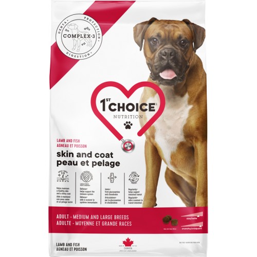 CSL - 1ST CHOICE ADULT M&L SKIN&COAT LAMB 11kg 1bag/outer - DF-604